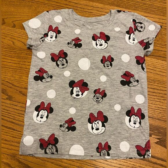 Disney | Shirts & Tops | Disney Grey Minnie Mouse Logo Print Tshirt ...